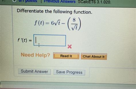solved differentiate the following function f t 6 root