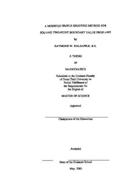 Pdf A Modified Simple Shooting Method For Solving Two Point Boundary