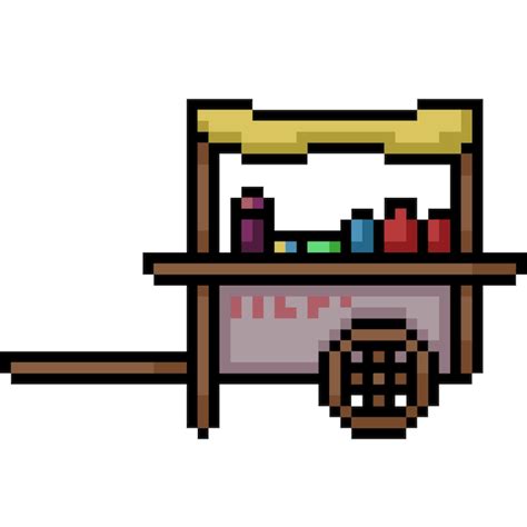 Premium Vector Pixel Art Of Small Food Cart