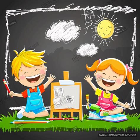 Ai创作图少儿培训班插画 开心的孩子学生插画 小画家绘画培训素材 卡通儿童幸福户外 卡通学生儿童素材 儿童教育插图 卡通儿童教育 美术培训卡通