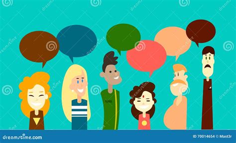 Mix Race People Group Chat Bubble Communication Social Network Stock