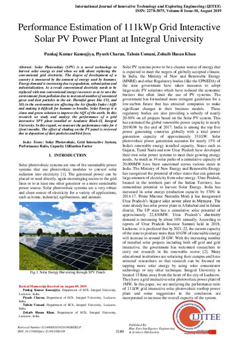 Pdf Performance Estimation Of 111kwp Grid Interactive Solar Pv Power Plant At Integral University