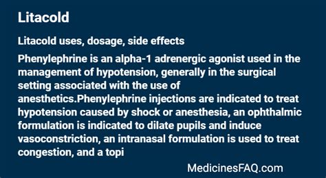 Litacold Uses Dosage Side Effects Food Interaction And Faq