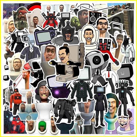 50pcs Skibidi Toilet Stickers Titan Tv Man Speaker Man Monitor Man Camera Man Waterproof Hd