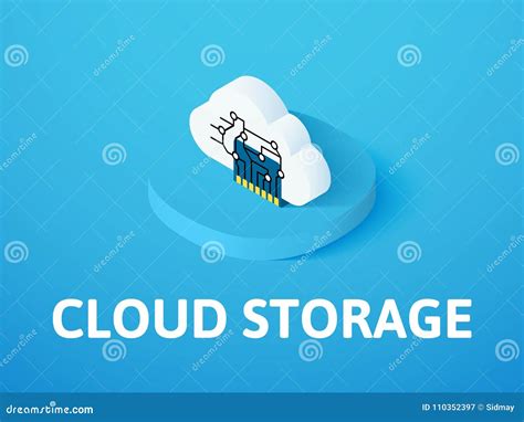 Cloud Storage Isometric Icon Isolated On Color Background Stock Vector