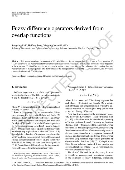 Pdf Fuzzy Difference Operators Derived From Overlap Functions