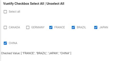 Vuetify Checkbox Check All Uncheck All Example