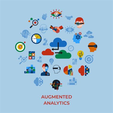 Premium Vector Augmented Analytics And Innovation Technology Icons Set