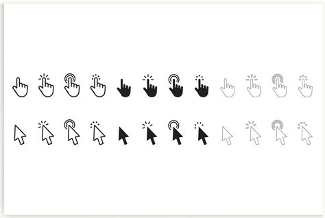 Set Of Hand Cursor Icons Click And Cursor Icons Click Isolated On