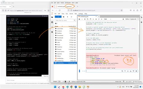 anaconda 2 4 2 the jupyterlab 3 5 3 fails to run the python code of the geographically weighted