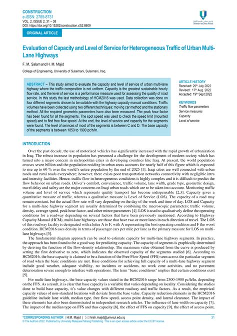 Pdf Evaluation Of Capacity And Level Of Service For Heterogeneous Traffic Of Urban Multi Lane