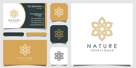 미니멀리스트 우아한 꽃 장미 로고 디자인 라인 아트 스타일 아름다움 화장품 요가 및 스파를위한 로고 로고와 명함 디자인 건강한