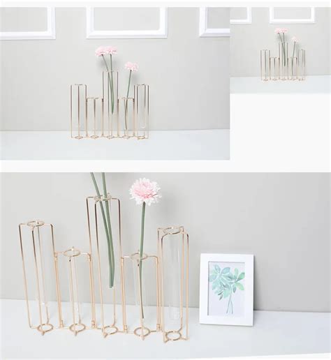 Новая нордическая креативная стеклянная 5 гидропонная ваза железная художественная ваза Золотая