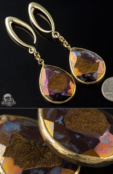 Solid Brass And Titanium Coated Druzy Weights Body Jewelry Piercing