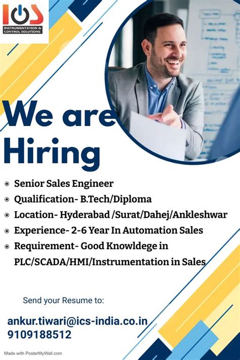 Hiring Salesengineer Industrialautomation Instrumentation And Control Solutions