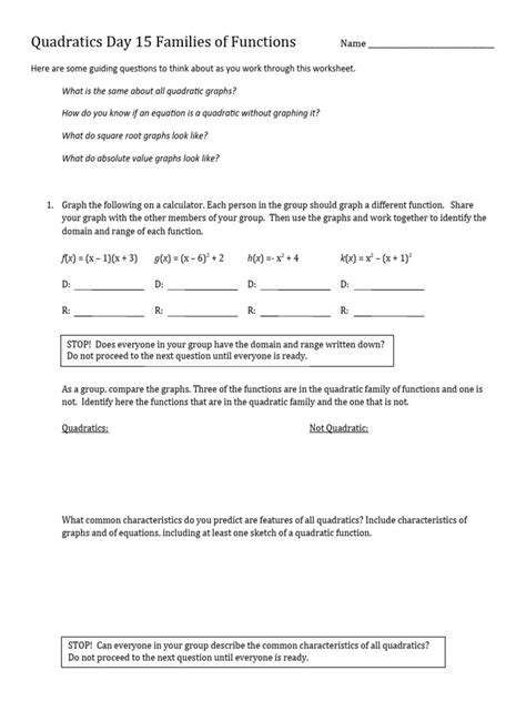 Alg2 Quad Day 15 Families Of Functions Pdf Alg2 Quad Day 15 Families Of Functions Pdf