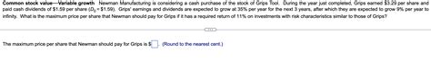 Solved Common Stock Value Variable Growth Newman