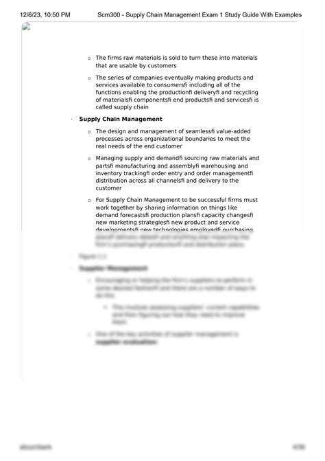 SOLUTION Scm Supply Chain Management Exam Study Guide With Examples Studypool