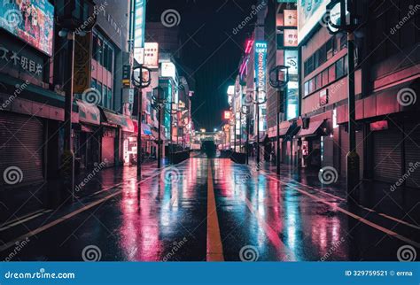 Generative Ai Neon Lights In Akihabara Japan Stock Illustration