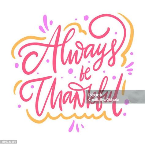 항상 감사하십시오 손으로 그린 벡터 가을 문자 문구입니다 흰색 배경에 격리 0명에 대한 스톡 벡터 아트 및 기타 이미지 0명