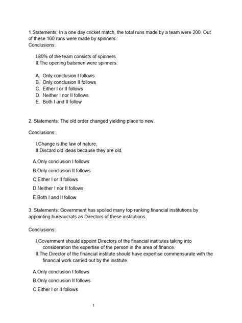 Statement And Conclusion Practice Test Pdf Auction Investing