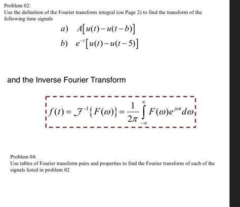 Solved Problem 02 Use The Definition Of The Fourier
