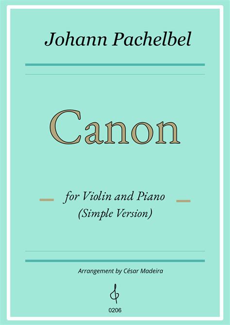 Pachelbels Canon In D Violin And Piano Simple Version Full Score