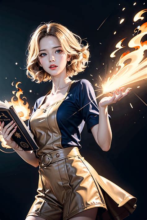 1 Girl Floating Fire Magic S Image Created By Tensorart