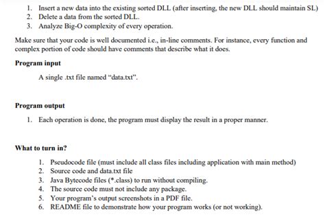 Solved 1 Insert A New Data Into The Existing Sorted Dll