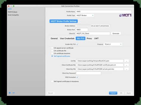 mqtt fx app connect to aws iot core