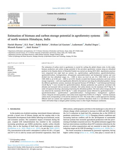 Pdf Estimation Of Biomass And Carbon Storage Potential In Agroforestry Systems Of North