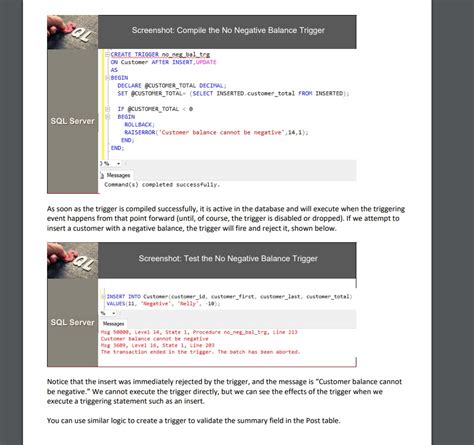 Solved One Practical Use Of A Trigger Is Validation Within A Single Table Course Hero