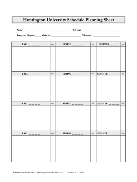 Fillable Online Academic Program Planning Sheet Major Fax Email Print