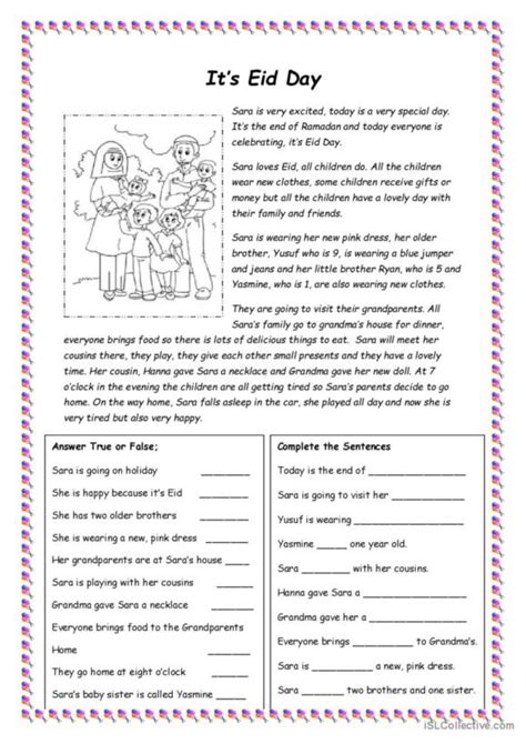 95 Eid English Esl Worksheets Pdf And Doc