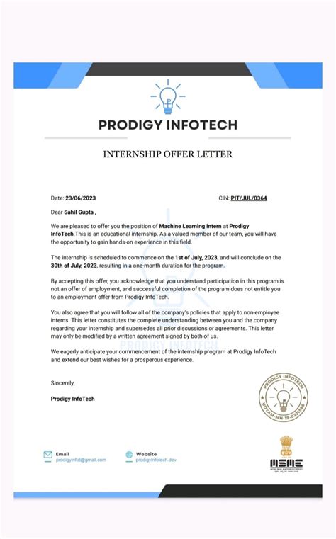 Sahil Gupta On Linkedin Machinelearningintern Machinelearning Internship Prodigyinfotech