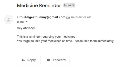 Iot Based Medicine Reminder System With Email Alert 7 Steps Instructables