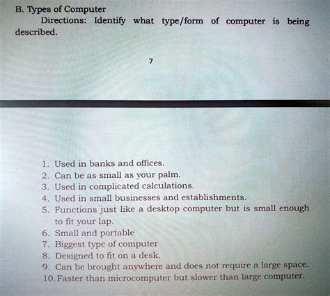 Solved Types Of Computer Directions Identify What Typeform Of
