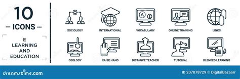 Linear Blended Learning Icon From Elearning And Education Outline Collection Thin Line Blended