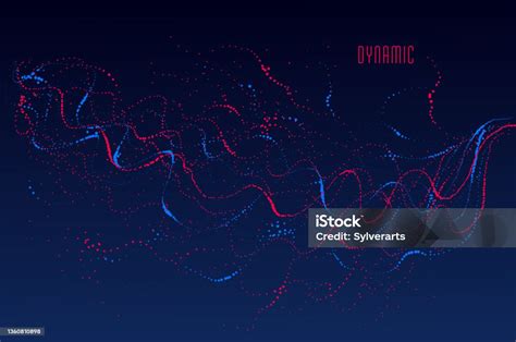 파티클 흐름 배열 다채로운 벡터 추상 배경 생활 양식 바이오 테마 현미경 디자인 움직임에 동적 점 요소 3차원 형태에 대한 스톡 벡터 아트 및 기타 이미지 Istock