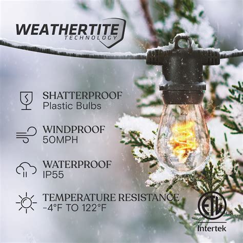 Brightech 27 Ft Solar Classic Black Outdoor String Light With 15 White
