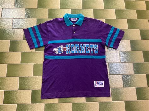 Vintage Charlotte Hornets Polo Shirt Size Large Made In Japan Etsy