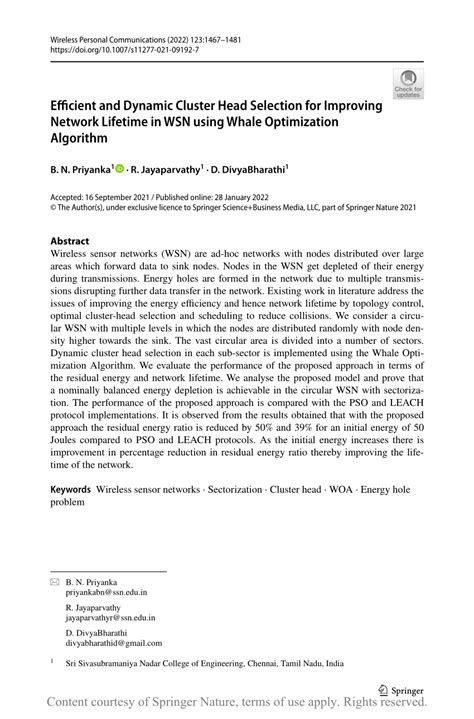 Efficient And Dynamic Cluster Head Selection For Improving Network Lifetime In Wsn Using Whale