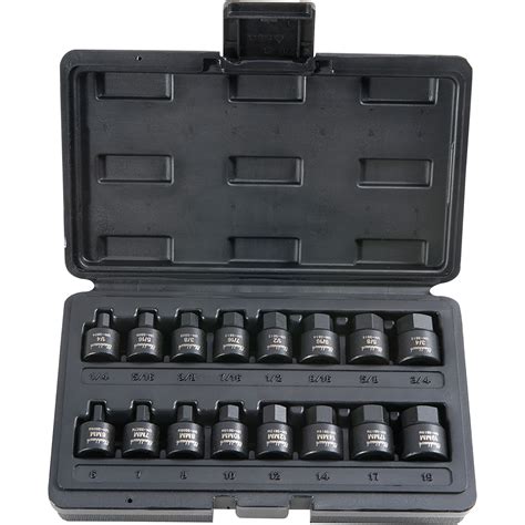 Proto 16 Pc Hex Bit Socket Set With Case — 38in Drive Sae And