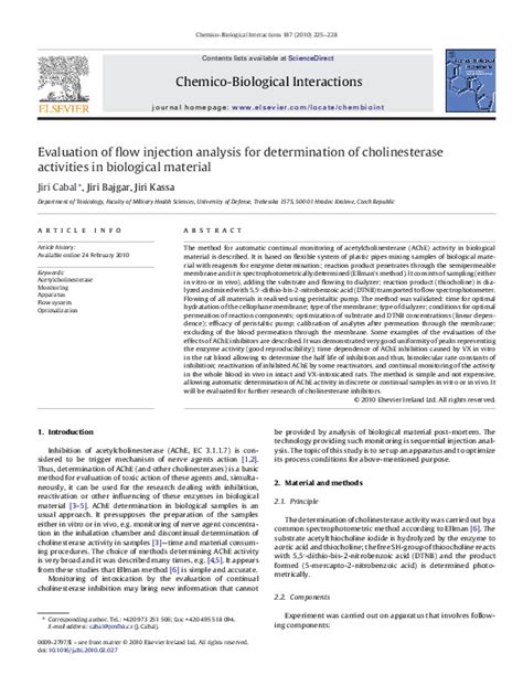 Pdf Evaluation Of Flow Injection Analysis For Determination Of Cholinesterase Activities In