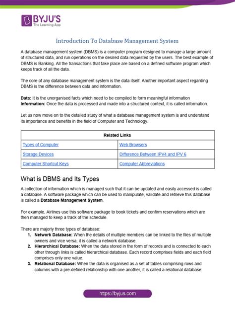 Introduction To Database Management System Pdf Databases Computing