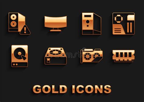 Set Computer Cooler Motherboard Digital Chip Ram Random Access Memory Video Graphic Card