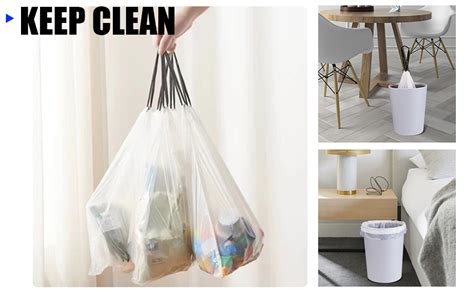 100 Pcs Drawstring Trash Bags 10l White Plastic