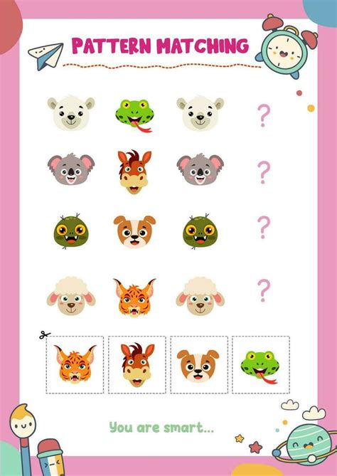 Matching Pictures To Patterns Activity Worksheet 33041990 Vector Art