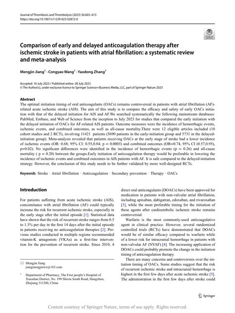 Comparison Of Early And Delayed Anticoagulation Therapy After Ischemic