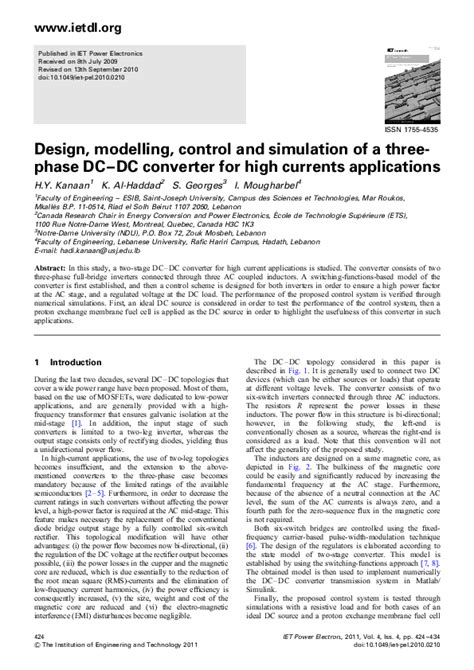 Pdf Design Modelling Control And Simulation Of A Three Phase Dc Dc Converter For High